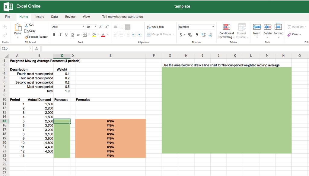 Solved Excel Online Structured Activity: Weighted Moving | Chegg.com