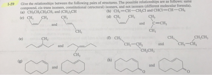 Solved 1-59 Give the relationships between the following | Chegg.com