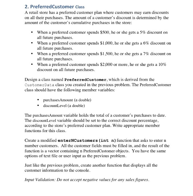 Solved 1 Persondata And Customerdata Classes Design A Class Named Persondata With The