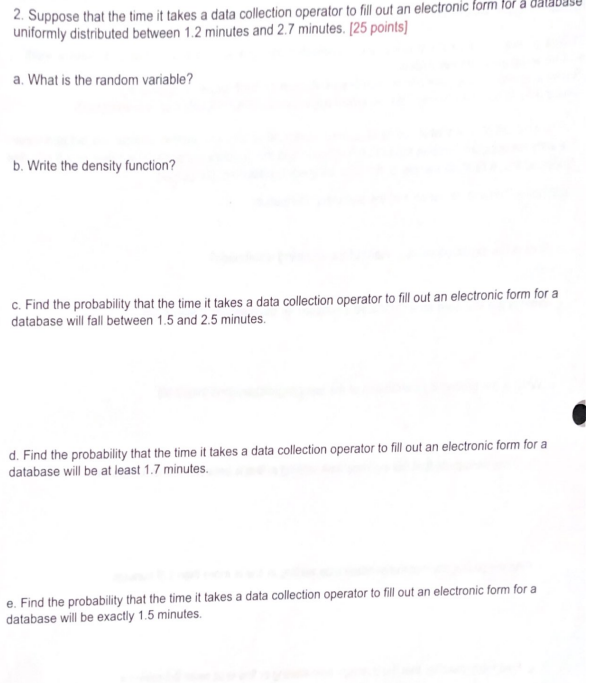 Solved 2. Suppose that the time it takes a data collection | Chegg.com