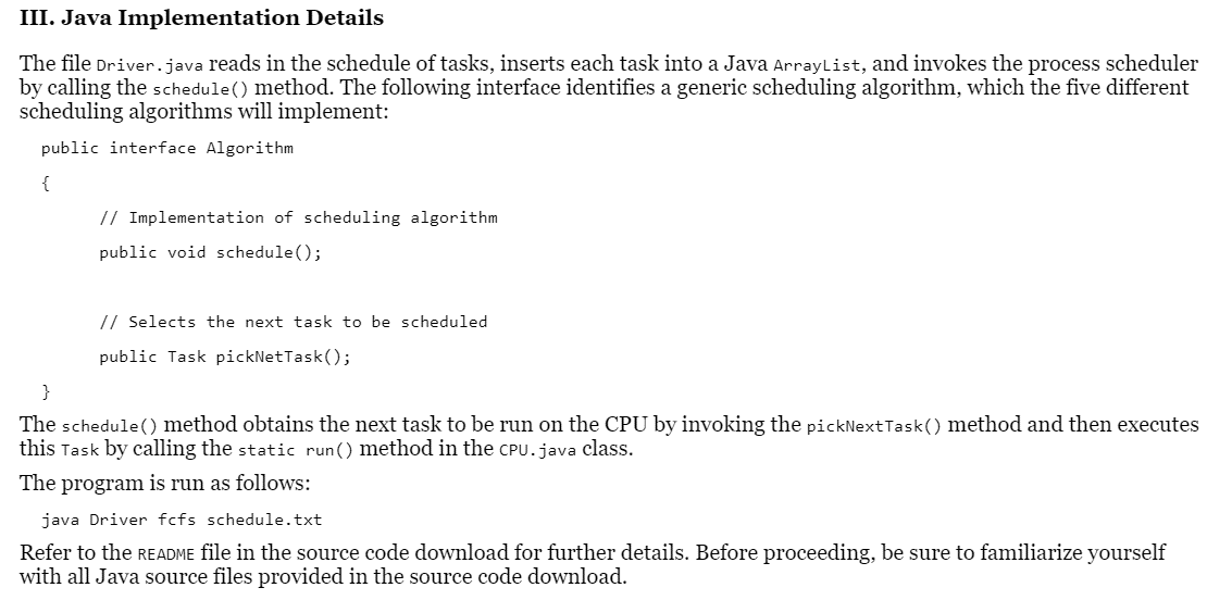 Solved Programming Projects Scheduling Algorithms This | Chegg.com