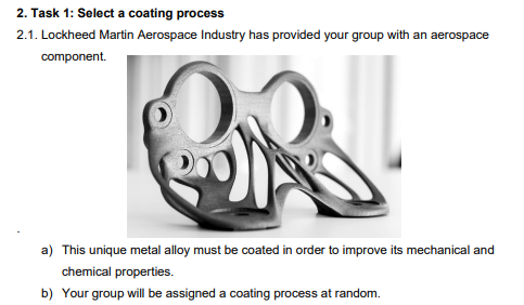 Solved 2. Task 1: Select a coating process 2.1. Lockheed | Chegg.com