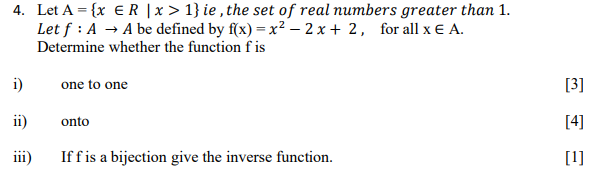 Solved 4. Let A = {x ER | x > 1} ie, the set of real numbers | Chegg.com