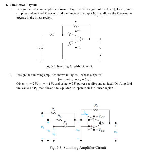 Simulation Layout:I. Design the inverting amplifier | Chegg.com