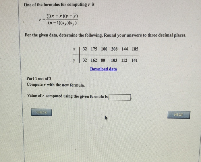 Solved One of the formulas for computing r is (n -1)(s)(s | Chegg.com