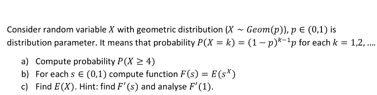 Solved Consider random variable X with geometric | Chegg.com