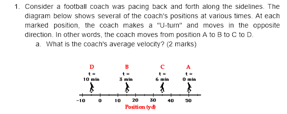 Solved 1. Consider a football coach was pacing back and | Chegg.com