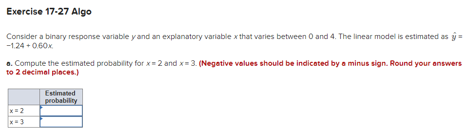 Solved Exercise 17 27 Algo Consider A Binary Response Chegg