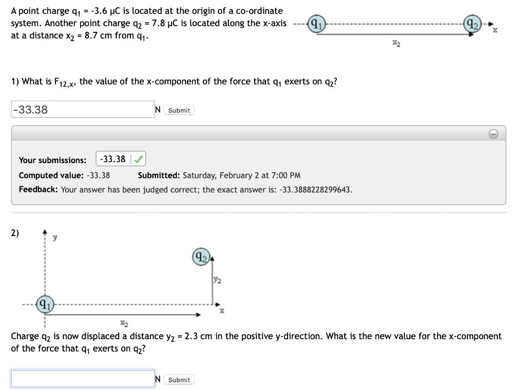 Solved A point charge q1-3.6 HC is located at the origin of | Chegg.com