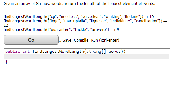 Solved Given an array of Strings, words, return the length | Chegg.com