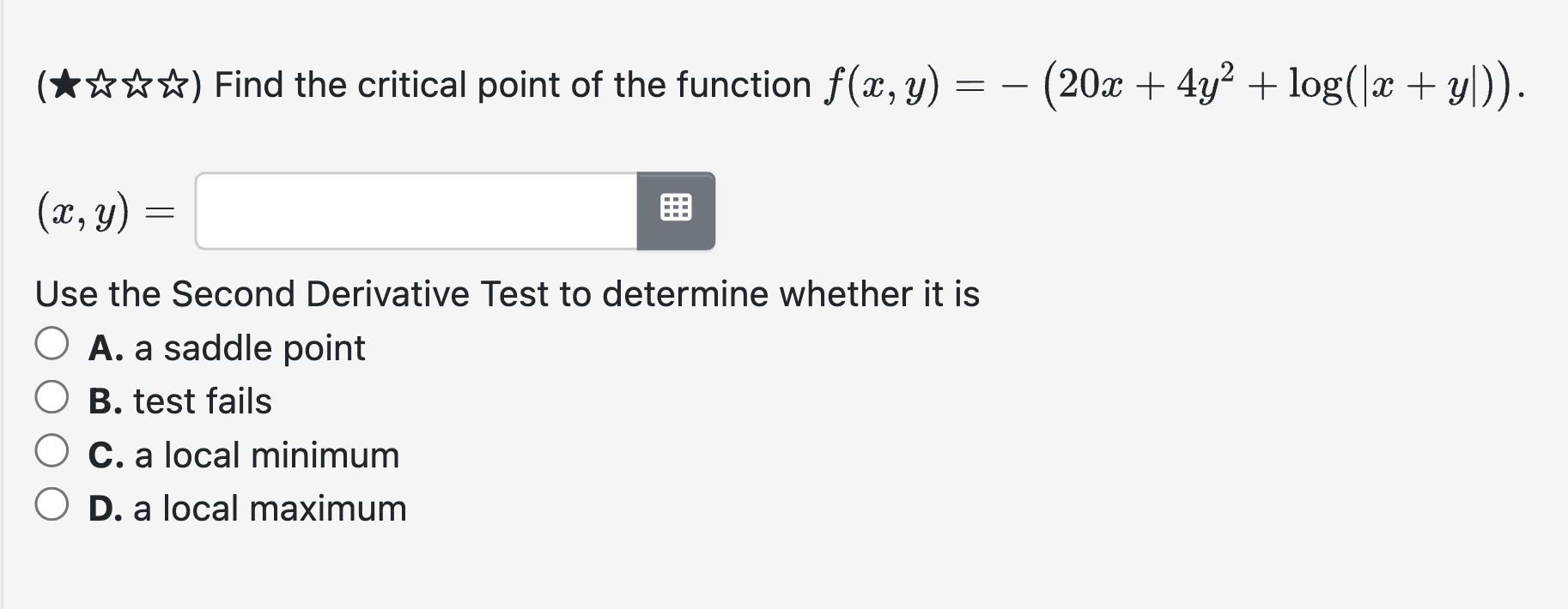 Solved Find the critical point of the function | Chegg.com