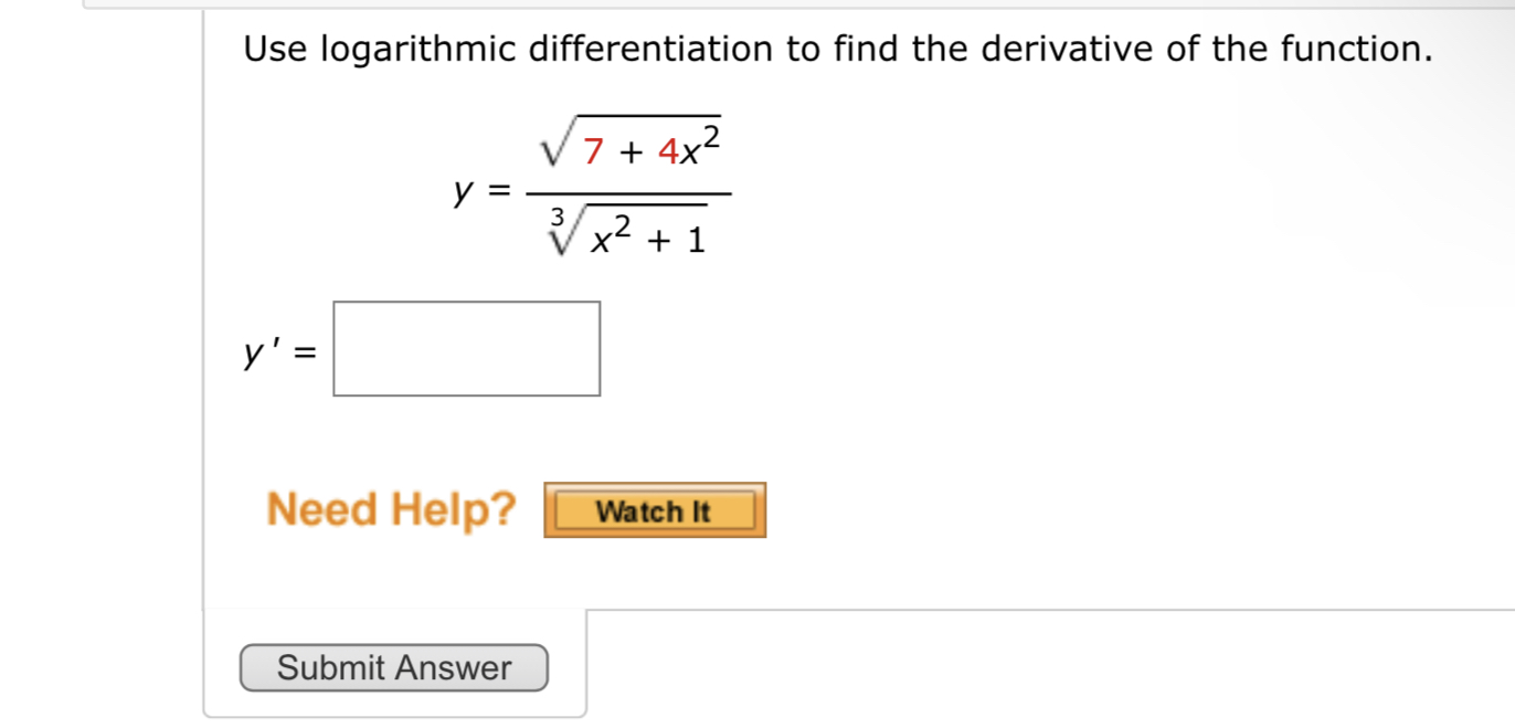 Solved Use logarithmic differentiation to find the | Chegg.com