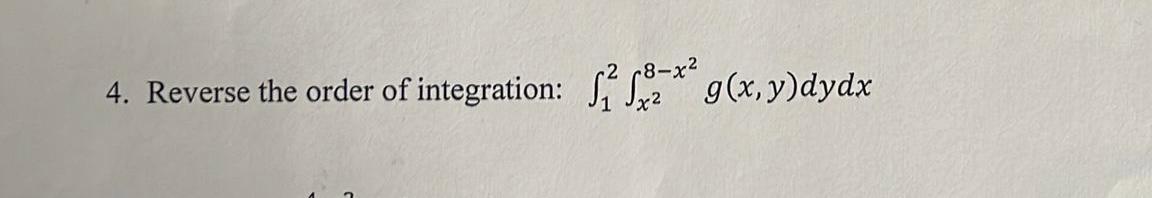 Solved 4. Reverse the order of integration: | Chegg.com
