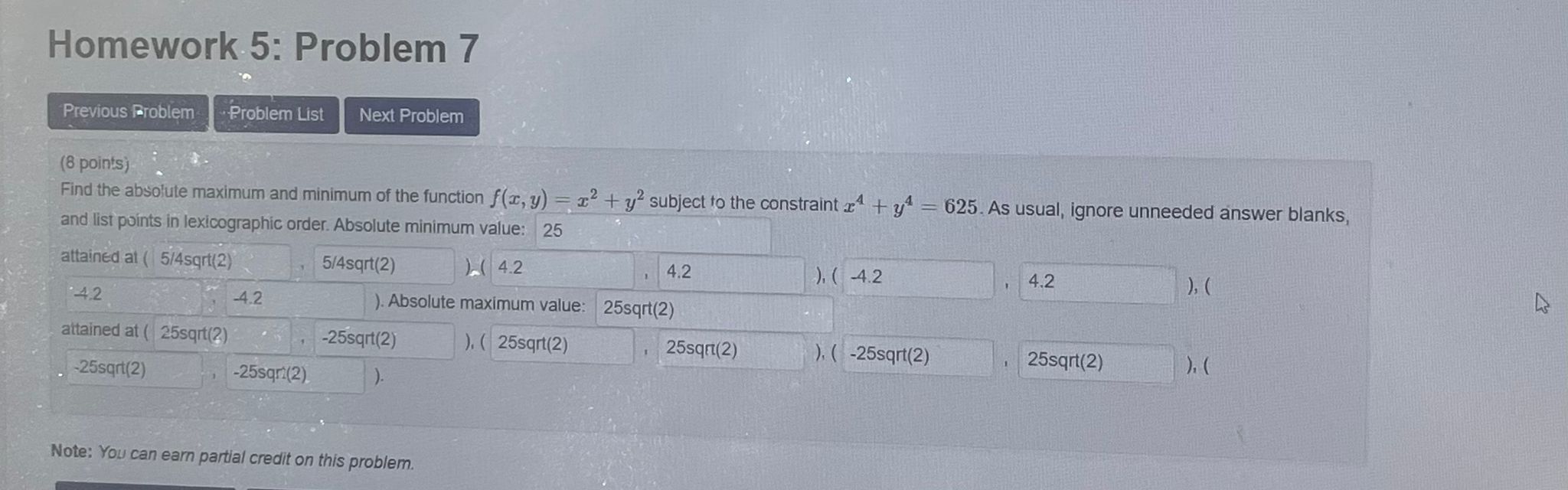 Solved (8 ﻿points)Find the absolute maximum and minimum of | Chegg.com