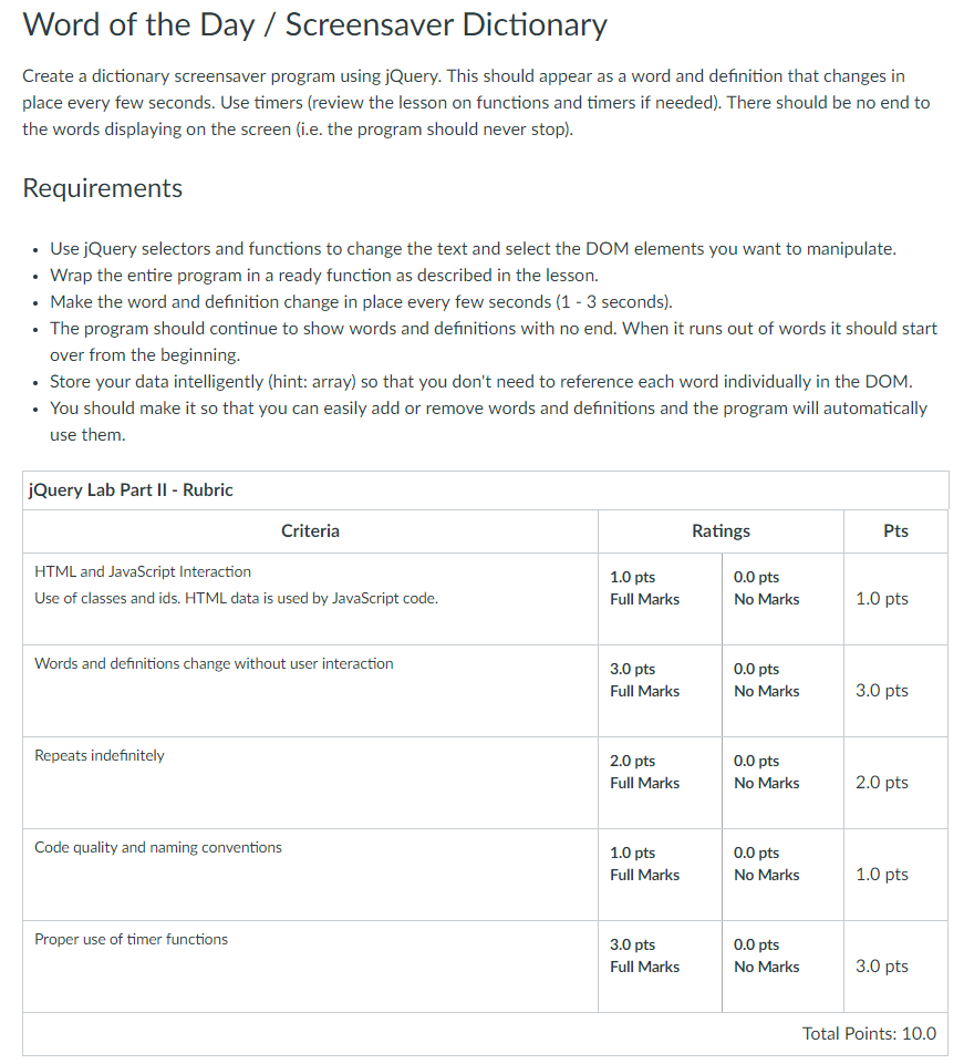 Solved Word of the Day / Screensaver Dictionary Create a | Chegg.com