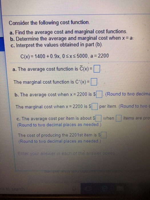 Solved Consider the following cost function. a. Find the | Chegg.com