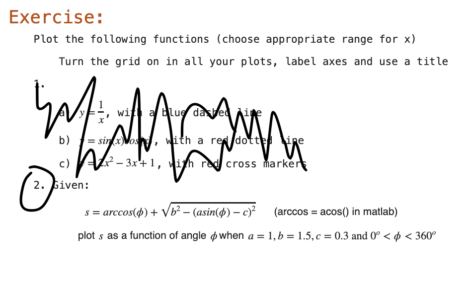 Exercise: Plot the following functions (choose | Chegg.com