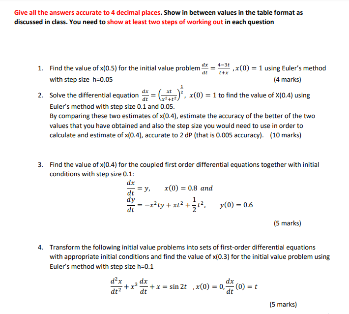 Solved BET203 - WORKSHEET SIX (2020)-Sem 2 5. Use Euler's | Chegg.com
