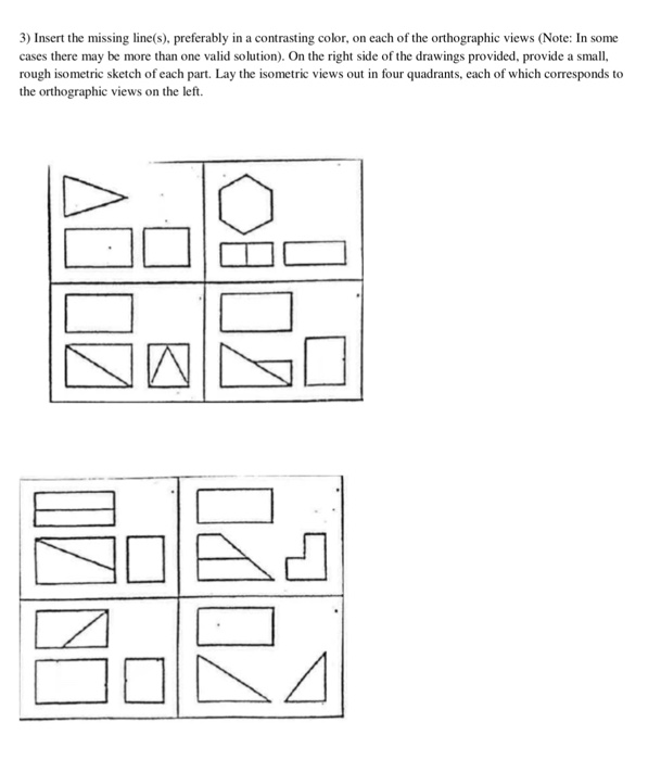 Solved 1) Sketch a multi-view orthographic representation of | Chegg.com