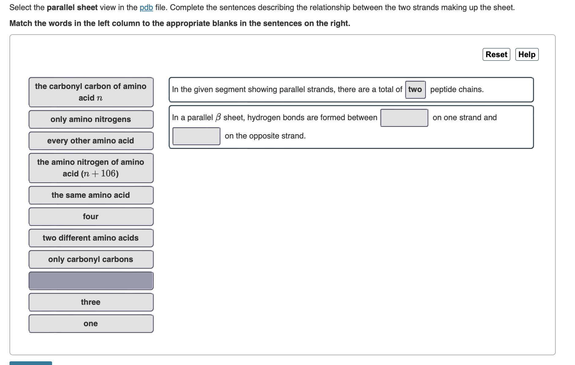 Select the parallel sheet view in the pdb file. | Chegg.com