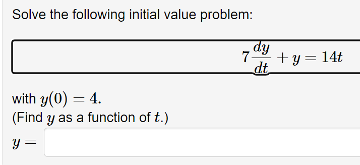 Solved Solve the following initial value problem: | Chegg.com
