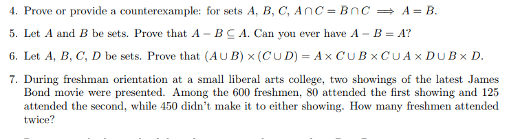 Solved Prove or provide a counterexample: for sets | Chegg.com