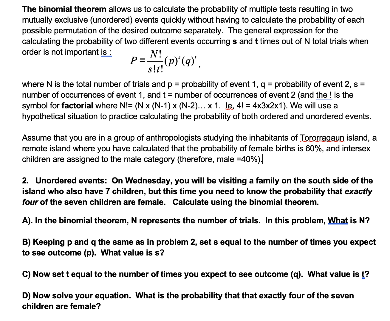 Solved The binomial theorem allows us to calculate the | Chegg.com