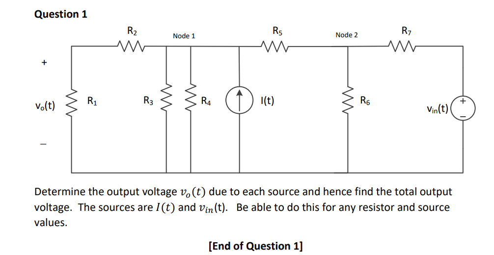 Solved Question 1 Determine the output voltage vo(t) due to | Chegg.com