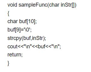 Solved void sampleFunc(char inStrD) char buf[ 10] strcpy(buf | Chegg.com