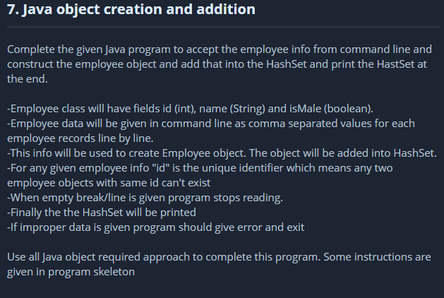 Solved import java.util.HashSet; import java.util.Scanner; | Chegg.com