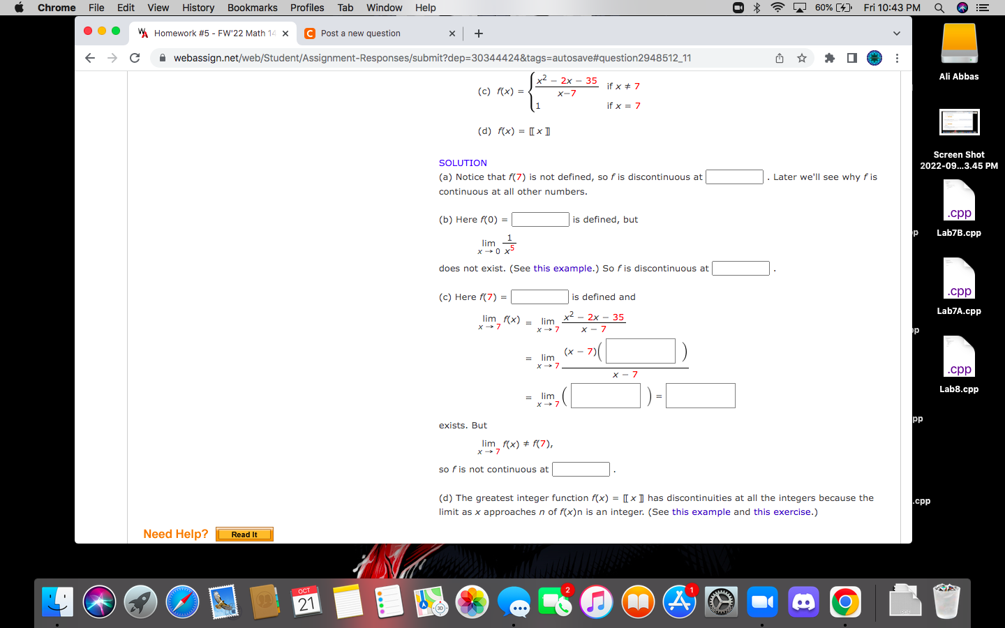 Solved EXAMPLE 2 Where are each of the following functions | Chegg.com