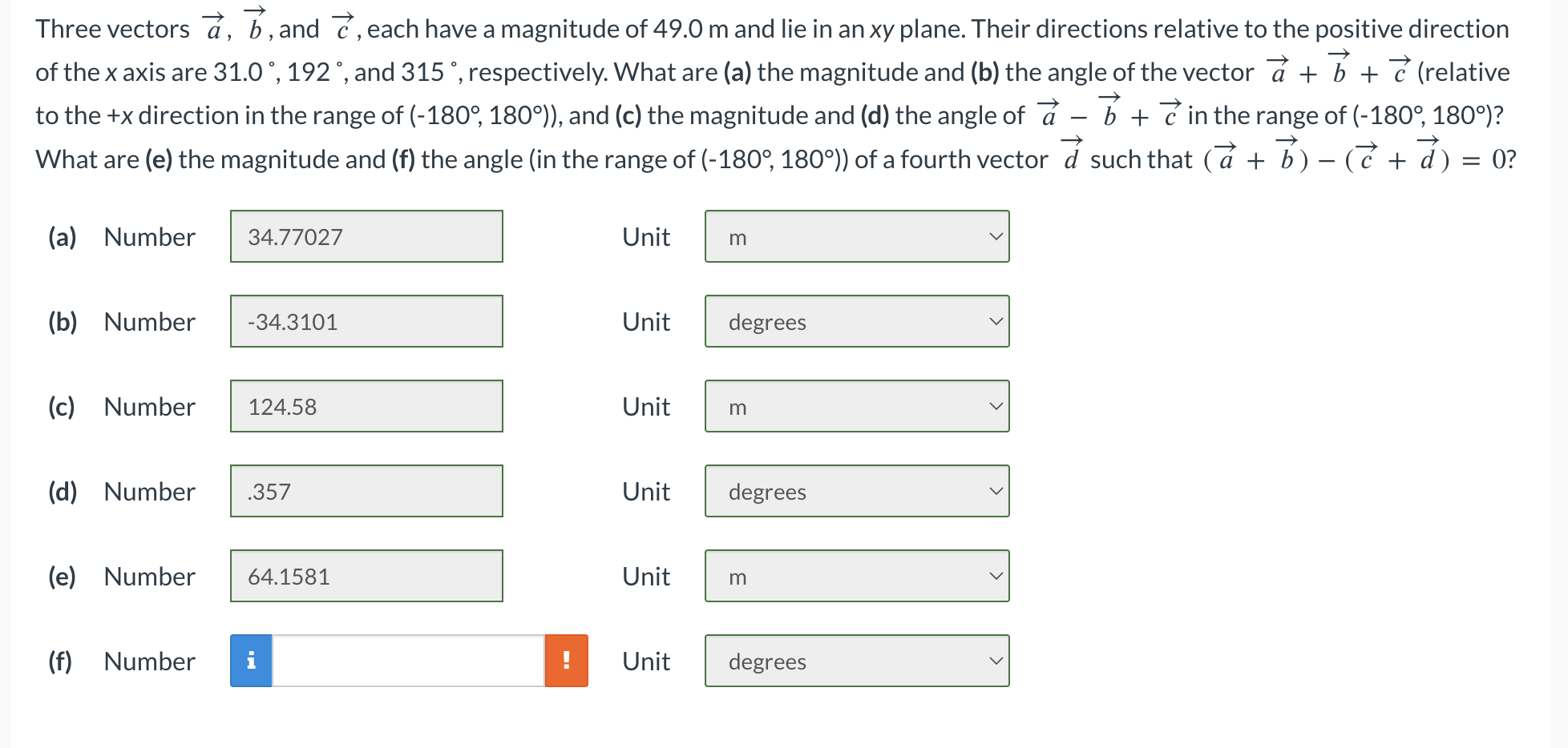 Solved Three vectors vec(a),vec(b), ﻿and vec(c), ﻿each have | Chegg.com