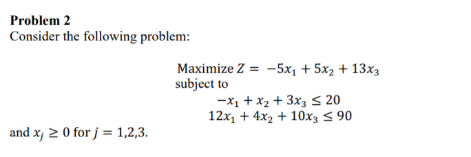Solved Problem 2 Consider the following problem: Maximize Z | Chegg.com