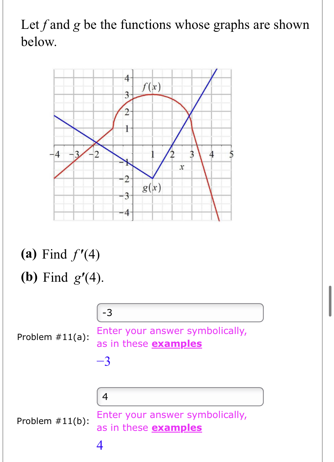 Solved Let f and g be the functions whose graphs are shown | Chegg.com