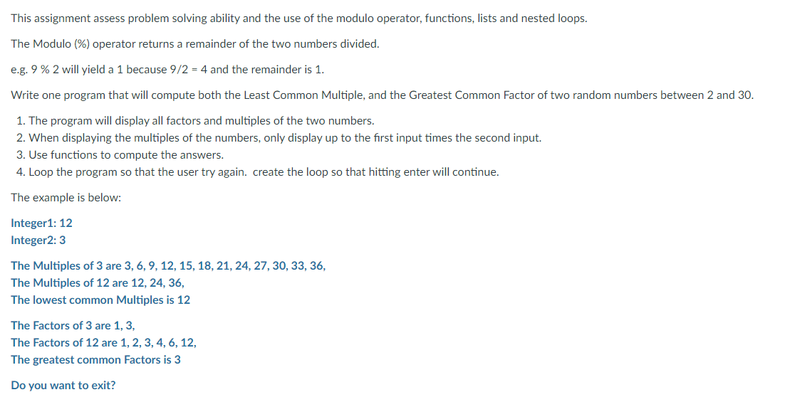 Solved This assignment assess problem solving ability and | Chegg.com