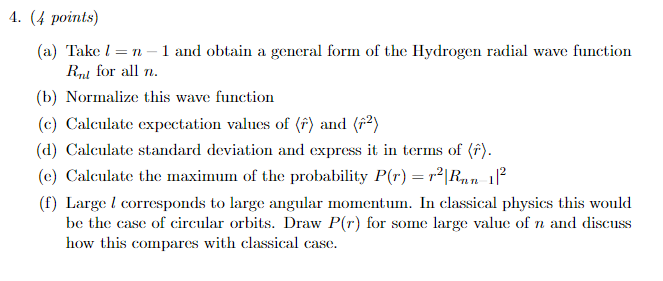 Solved (a) Take l=n−1 and obtain a general form of the | Chegg.com