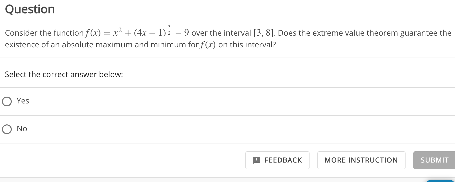 Solved Consider the function f(x)=x2+(4x−1)32−9 over | Chegg.com