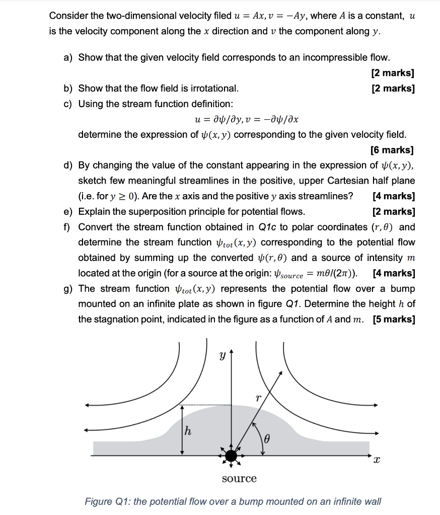 Solved Consider the two-dimensional velocity filed u = Ax, v | Chegg.com