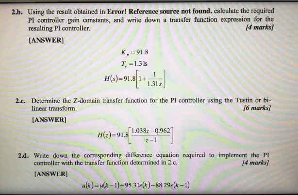 Solved Q2. A Proportional+ Integral (PI) feedback controller | Chegg.com