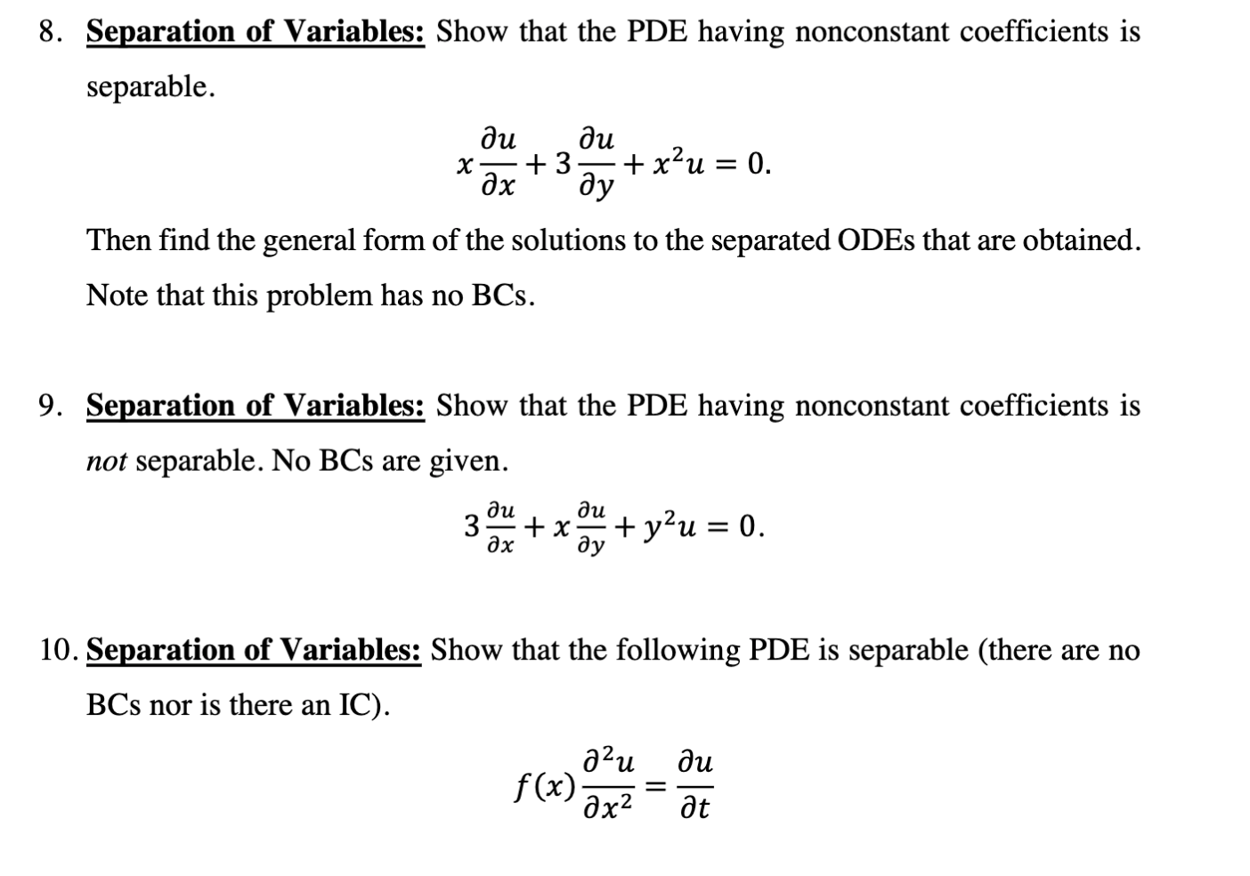 8. Separation of Variables: Show that the PDE having | Chegg.com