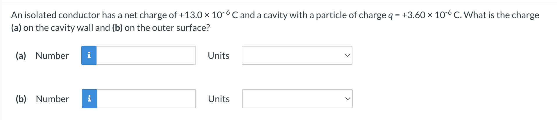 Solved An isolated conductor has a net charge of +13.0×10−6C | Chegg.com
