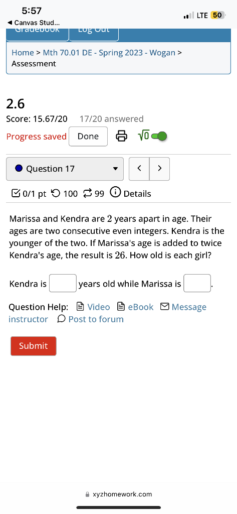 Solved Σ0/1 pt ⊊100⇄99 (i) Details Marissa and Kendra are 2 | Chegg.com Solved Σ0/1 pt ⊊100⇄99 (i) Details Marissa and Kendra are 2 | Chegg.com