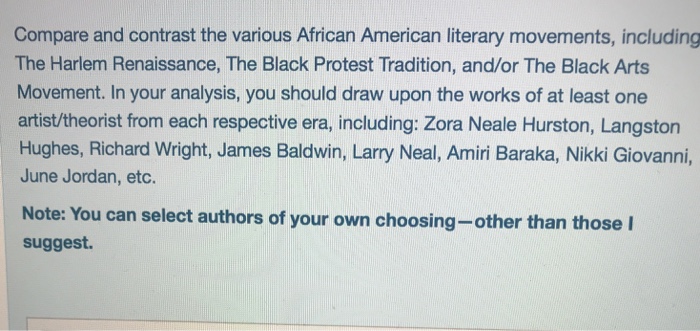 Compare and contrast the various African American | Chegg.com