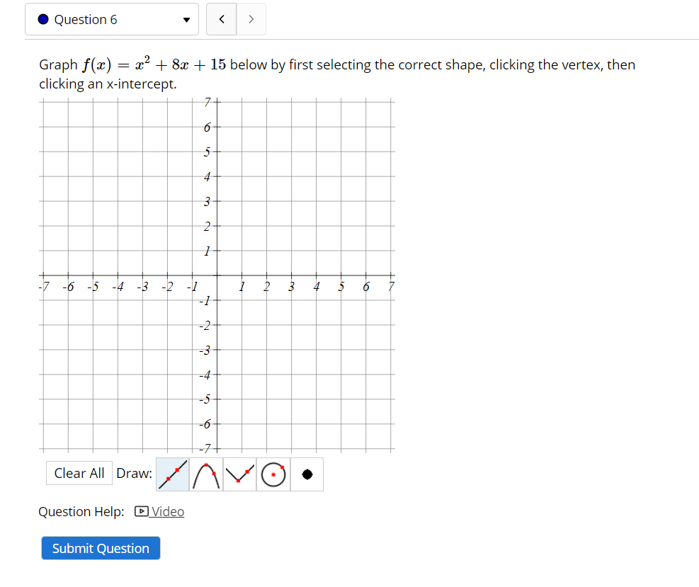 Solved Question 6 Graph f(x) = x2 + 8x + 15 below by | Chegg.com