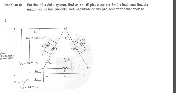 Solved Problem 6: For the delta-delta system, find 02, 03, | Chegg.com