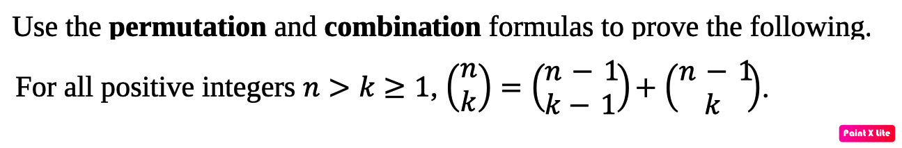 Solved Use the permutation and combination formulas to prove | Chegg.com