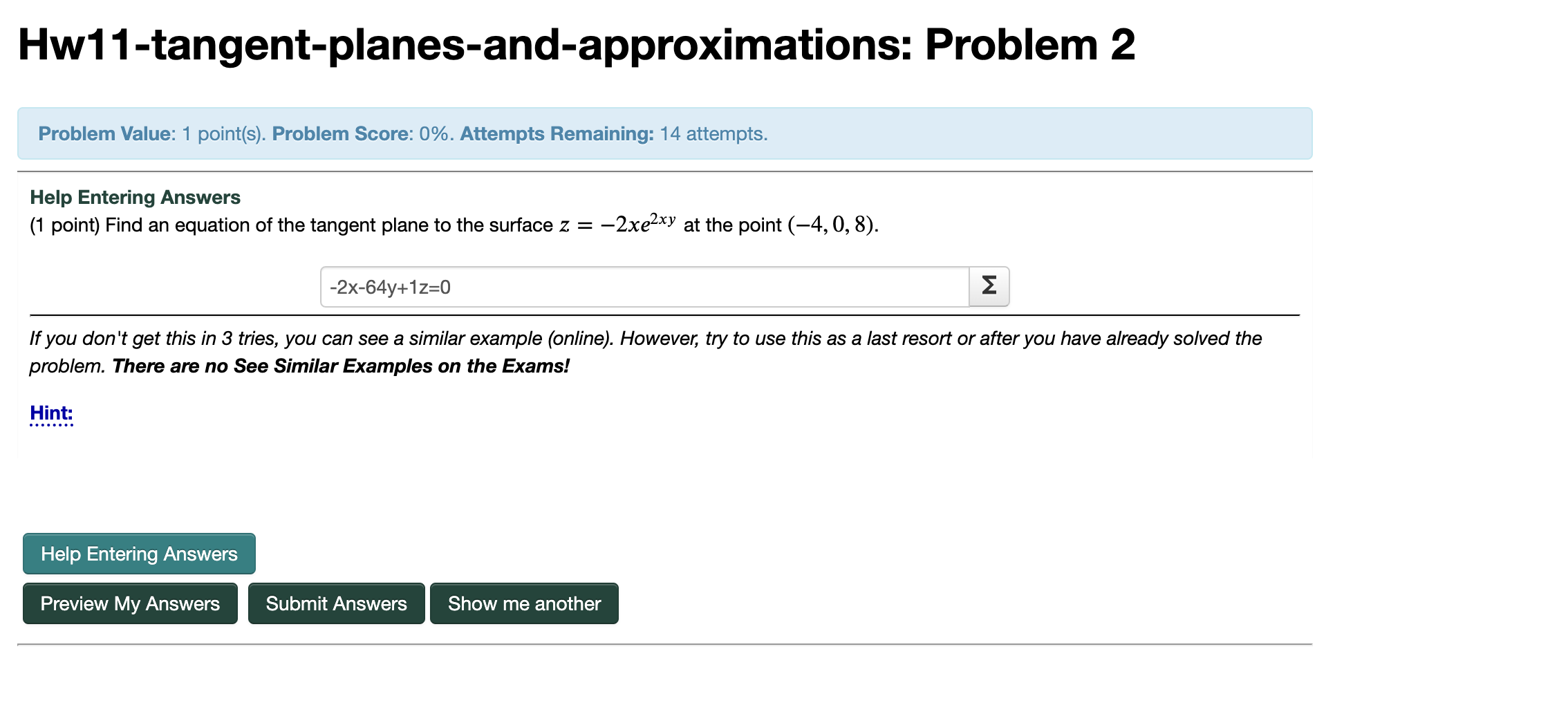Solved Hw11-tangent-planes-and-approximations: Problem 2 | Chegg.com