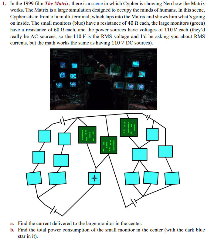 Solved 1. In the 1999 film The Matrix, there is a scene in | Chegg.com