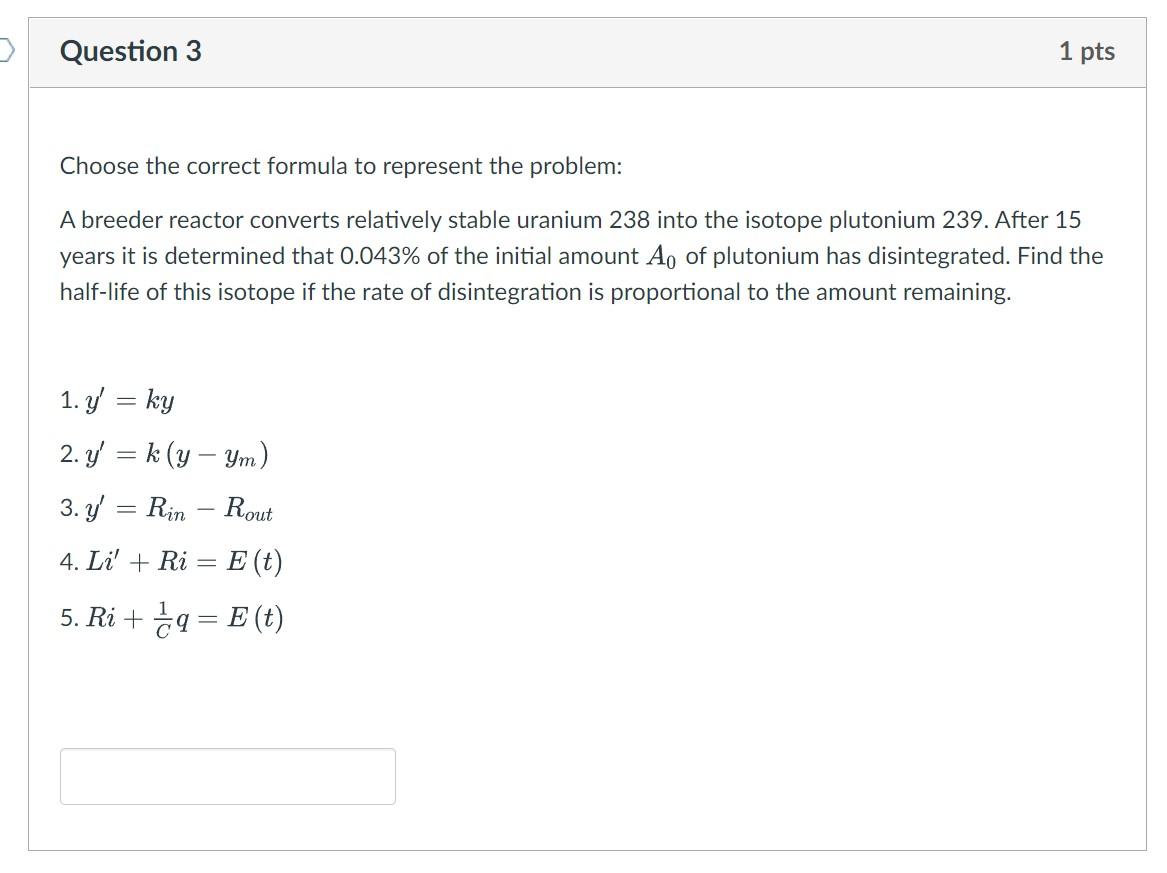 Solved Choose the correct formula to represent the problem: | Chegg.com