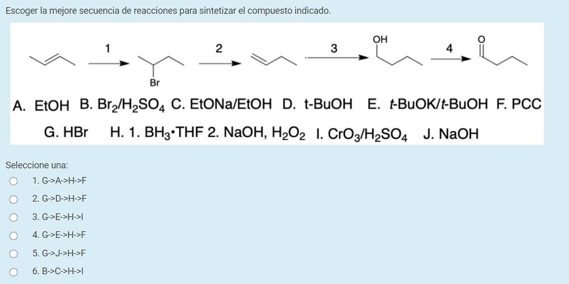 Solved Choose the best sequence of reactions to synthetize | Chegg.com